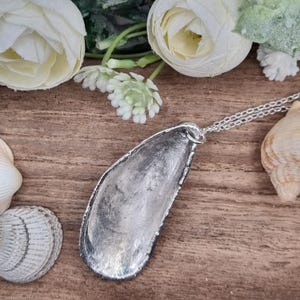 Real Mussel Shell Coated in Silver! Silver Dipped Seashell Pendant ...