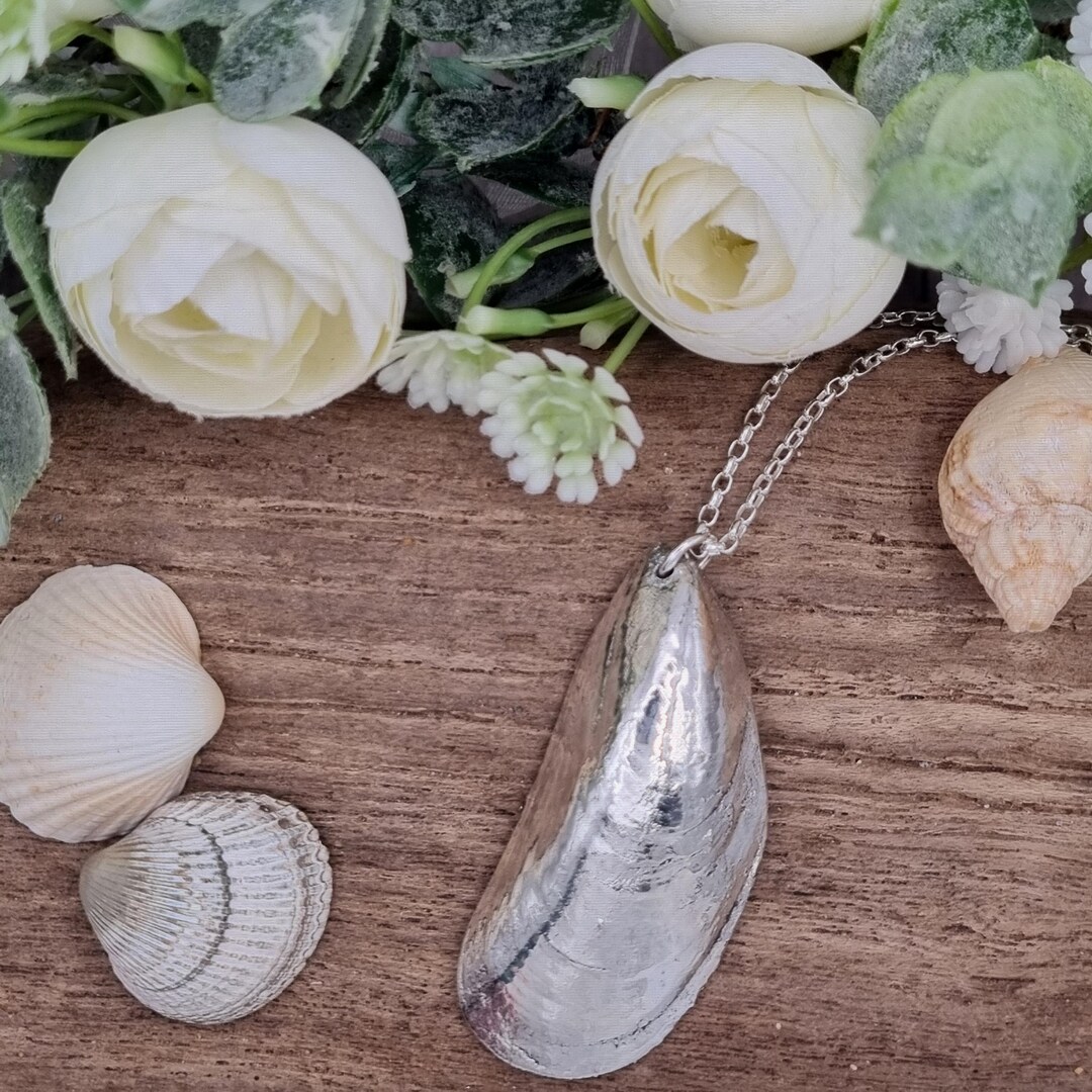Real Mussel Shell Coated in Silver! Silver Dipped Seashell Pendant ...