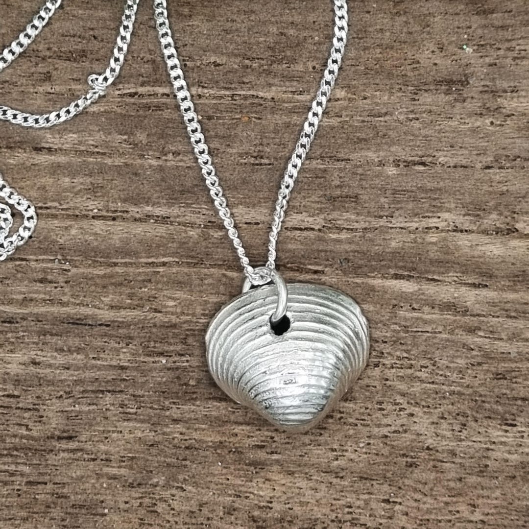 Real Tiny Clam Shell Coated in Silver, Pendant Necklace - Etsy