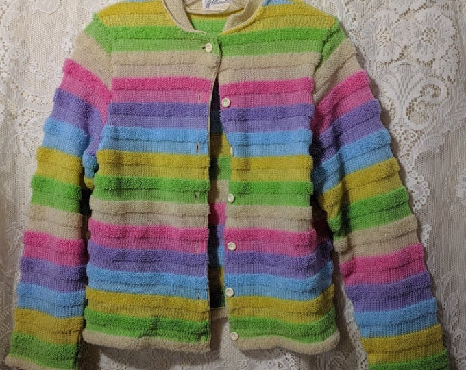 Vintage Petronelli Original Pastel Rainbow Button Down Cardigan Sweater ...