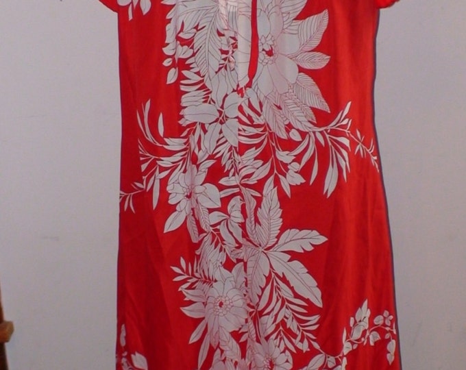 Vintage 70's Moomoo Style Hawaiian Dress! Hilo Hattie Brand! Orange/red ...