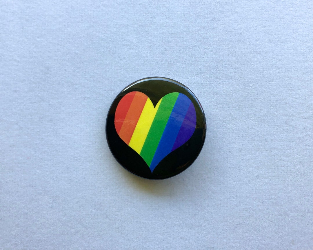 Rainbow Heart Button Pride Button 1.5 Inch Button - Etsy