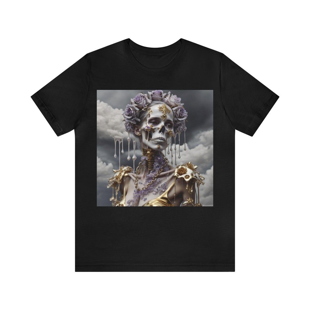 Skeleton Tee, Skeleton Graphic Tee, Flower Crown Tee, Edgy Graphic Tee ...