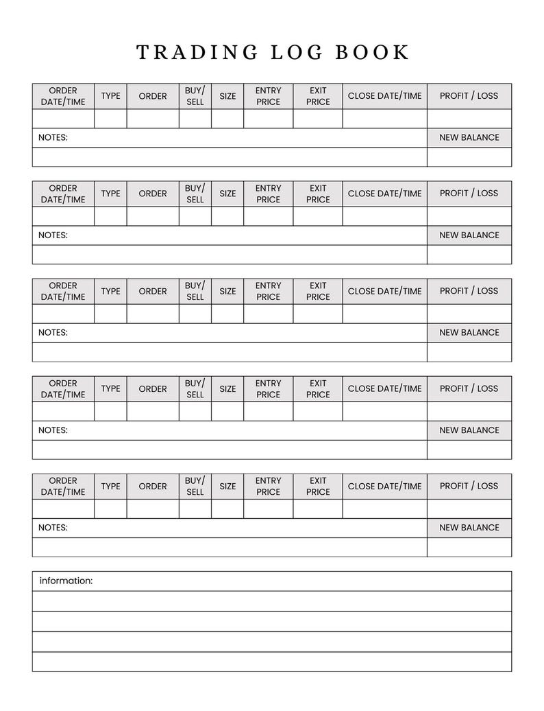 Trading Log Book | Stock Market Journal | Investment Tracker | PDF ...