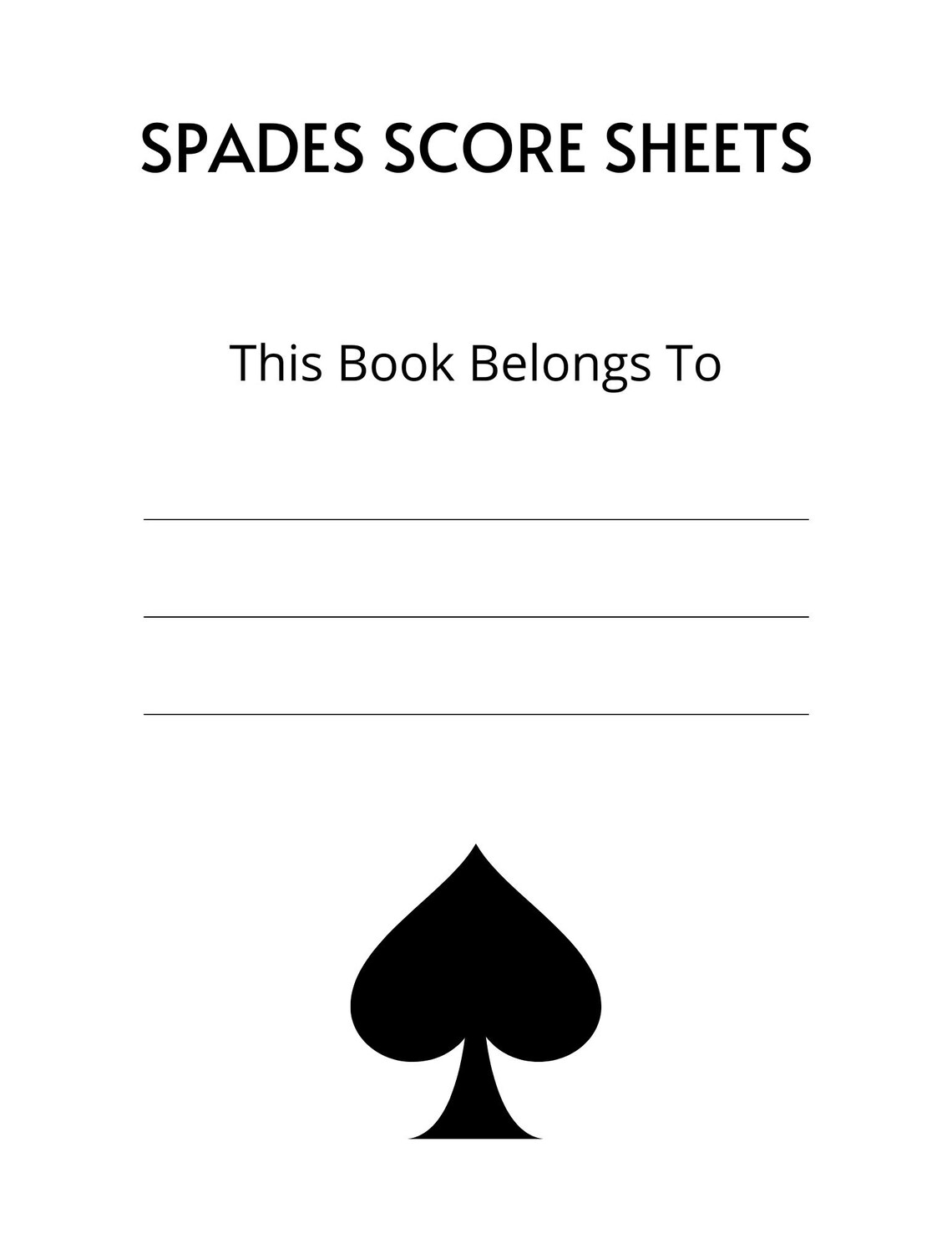 Spades Score Sheet | Printable PDF | Card Game Scorecard | Digital ...