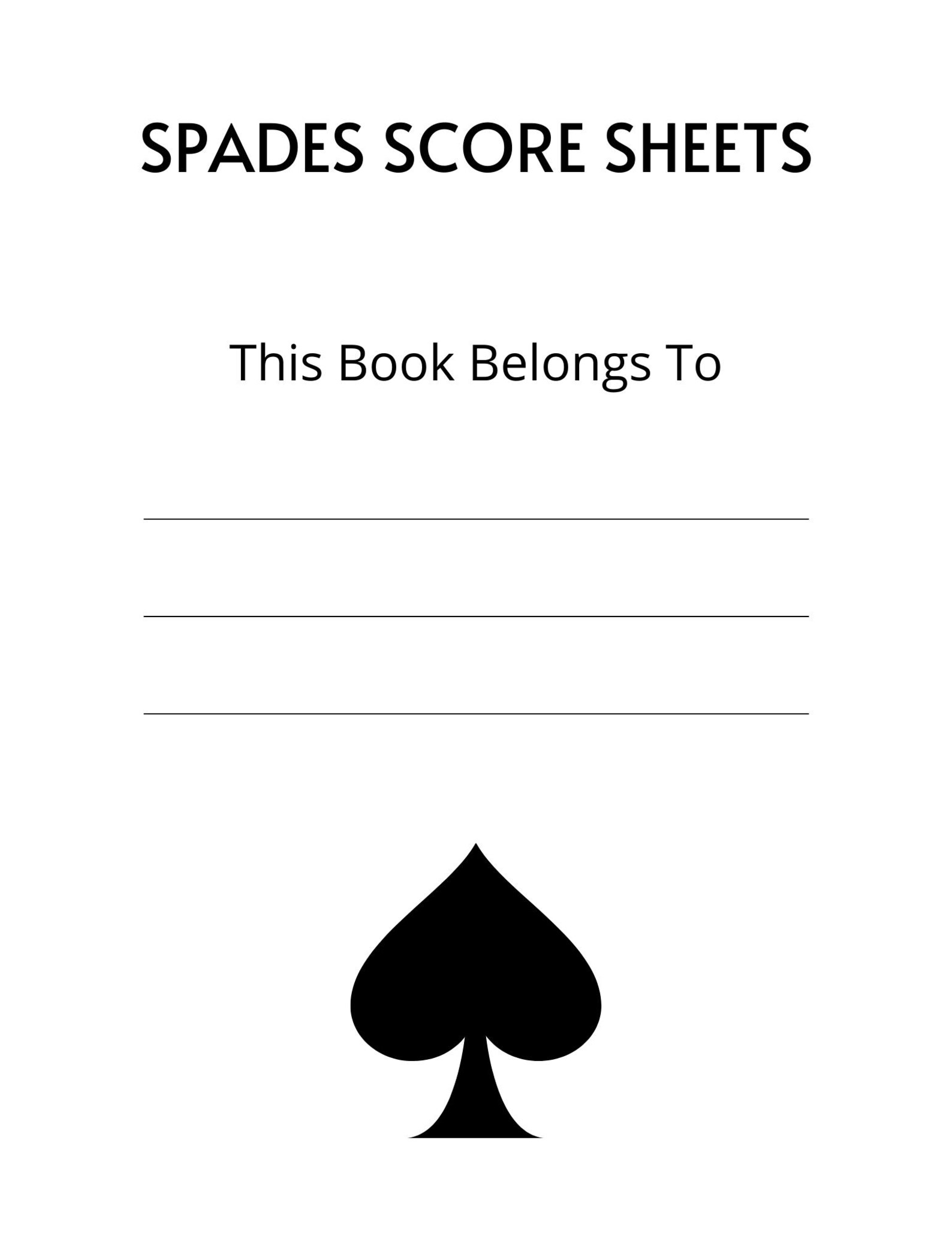 Spades Score Sheet | Printable PDF | Card Game Scorecard | Digital ...