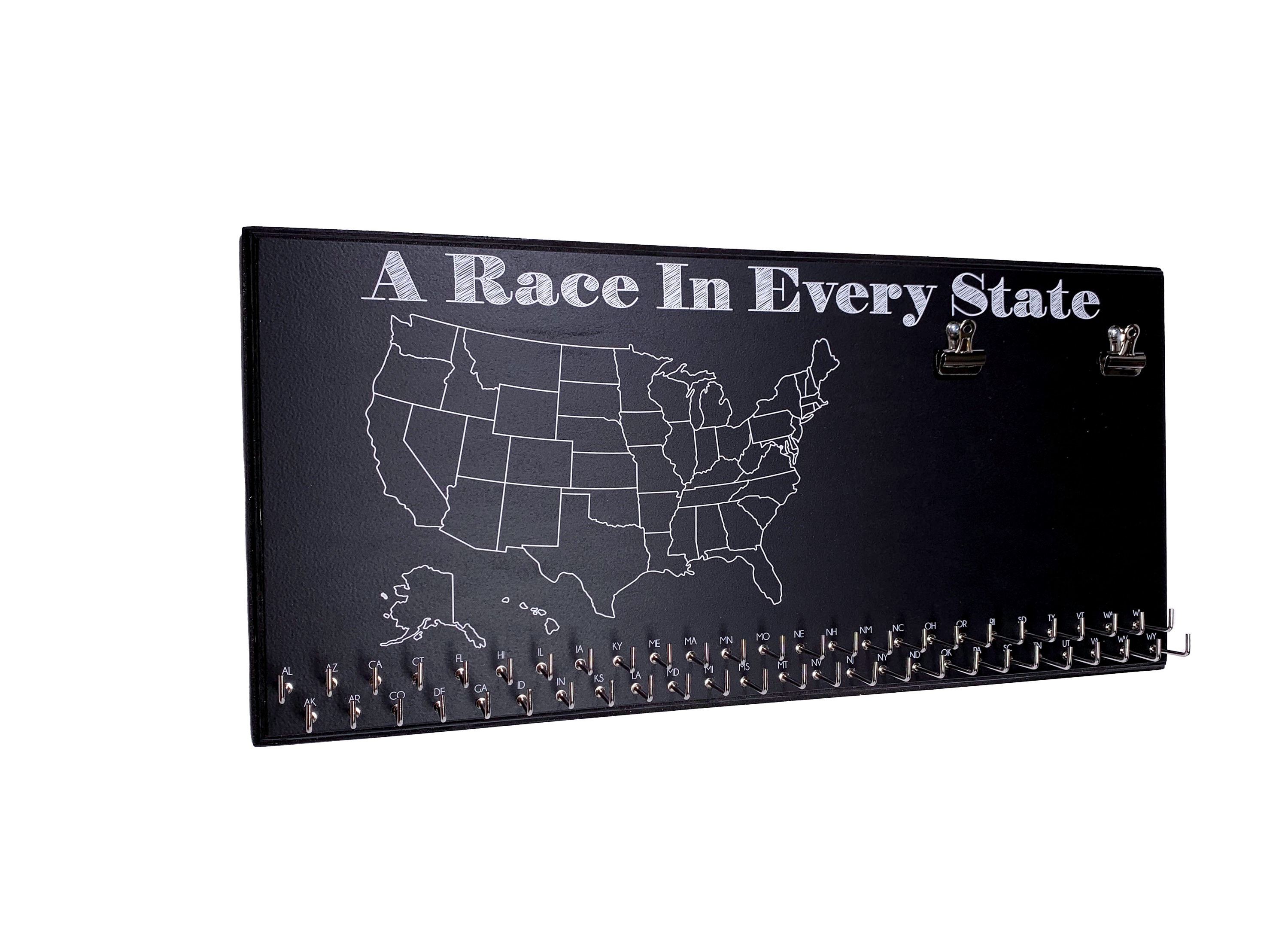 A Race in Every STATE With Chalkboard RUNNING MEDAL Holder and Race Bib ...
