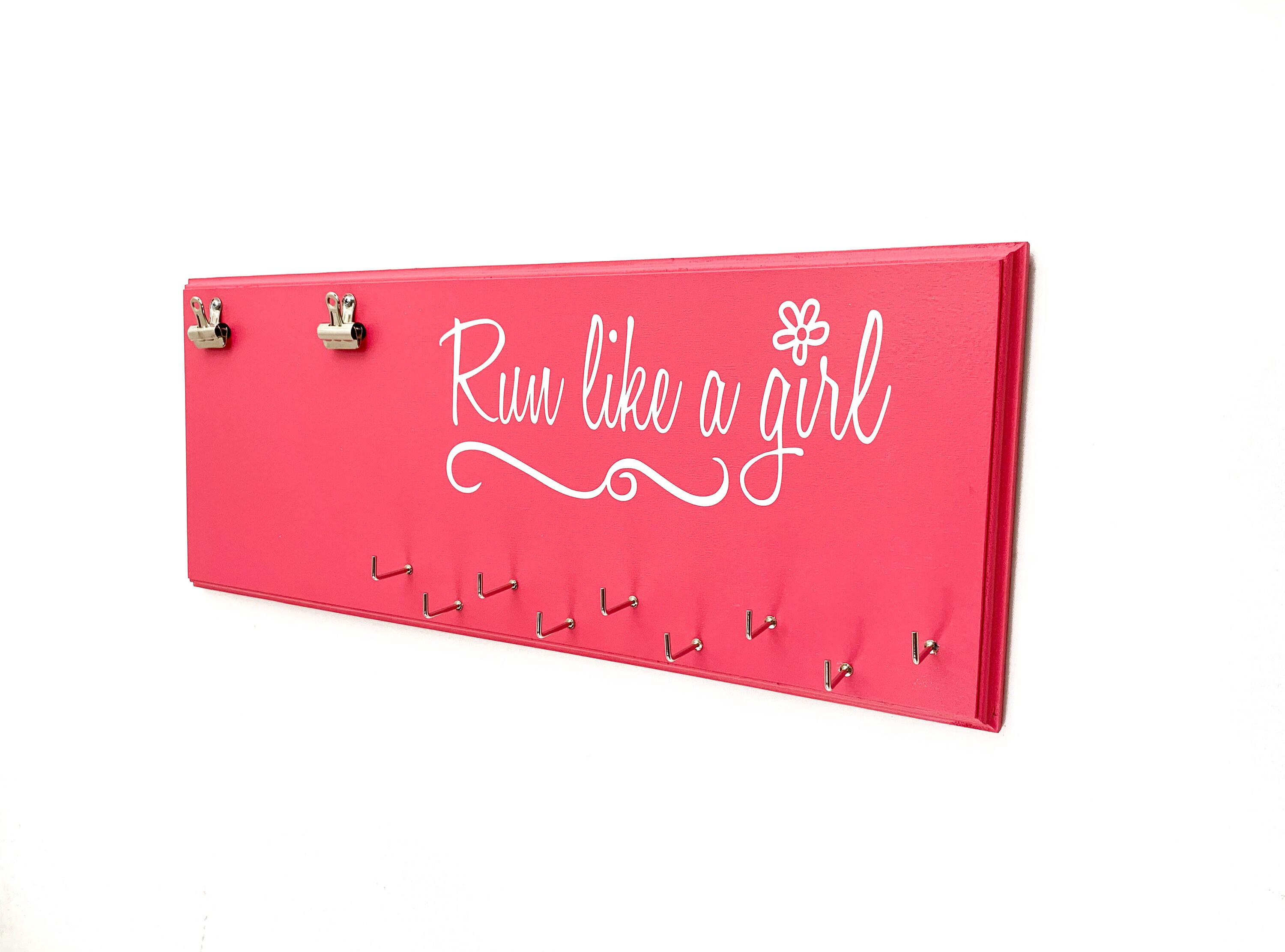 Run Like a Girl Running MEDAL HOLDER Display Hanger With BIB - Gift for ...