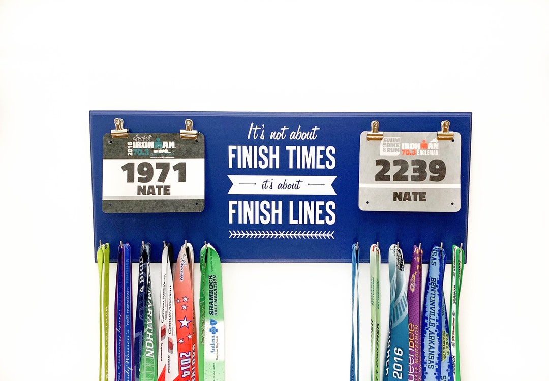 RACE BIB RACK Gift for Couples That Run, Finish Times and Finish Lines ...