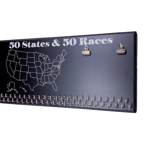Run 50 STATES Chalkboard Paint MEDAL HOLDER Hooks and Race Bib Display ...
