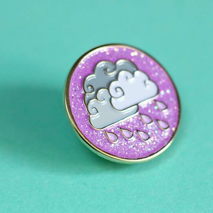 Purple Rain clouds glitter enamel pin glitter pin | Etsy