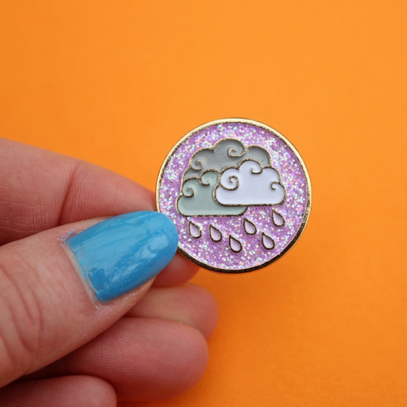Purple Rain Clouds Glitter Enamel Pin Glitter Pin | Etsy