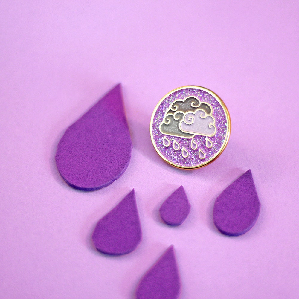 Purple Rain clouds glitter enamel pin glitter pin | Etsy