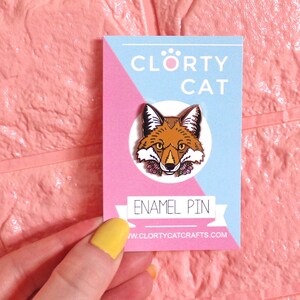 Red Fox With Flowers, Enamel Pin - Fox - Purple Flowers - Cute Wildlife ...