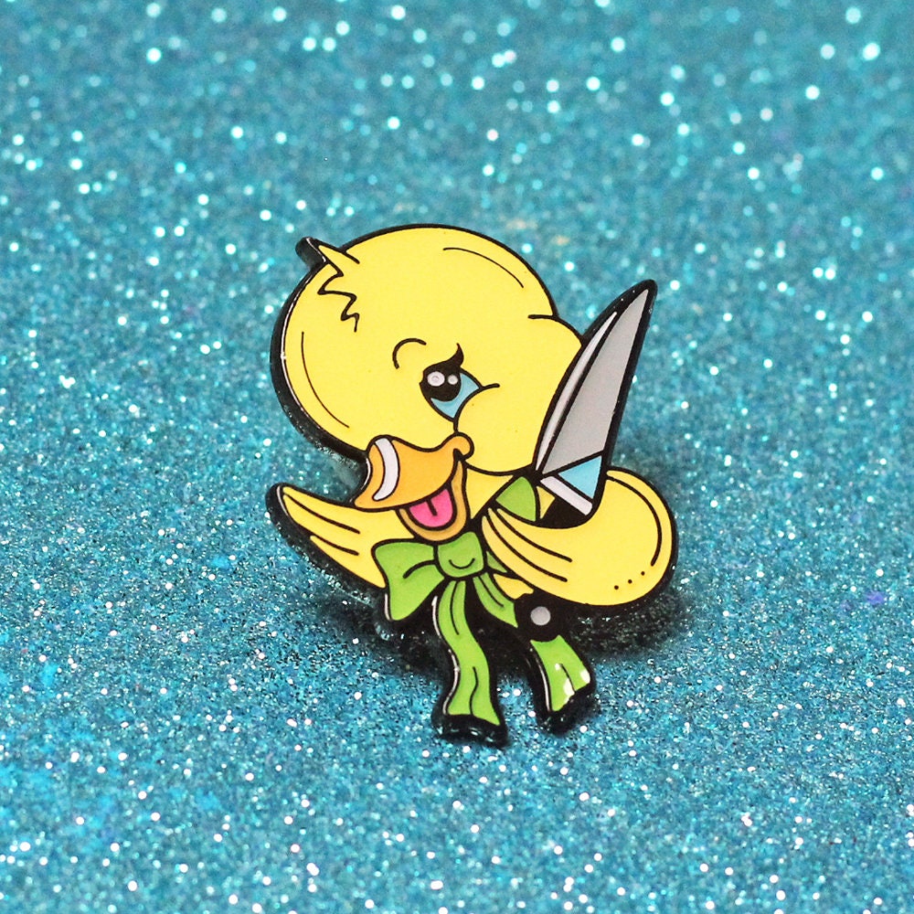 Cute duck with knife enamel pin ducky pin creepy cute | Etsy