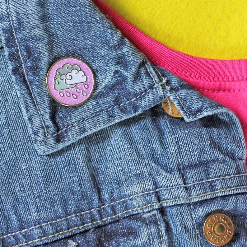 Purple Rain Clouds Glitter Enamel Pin Glitter Pin | Etsy