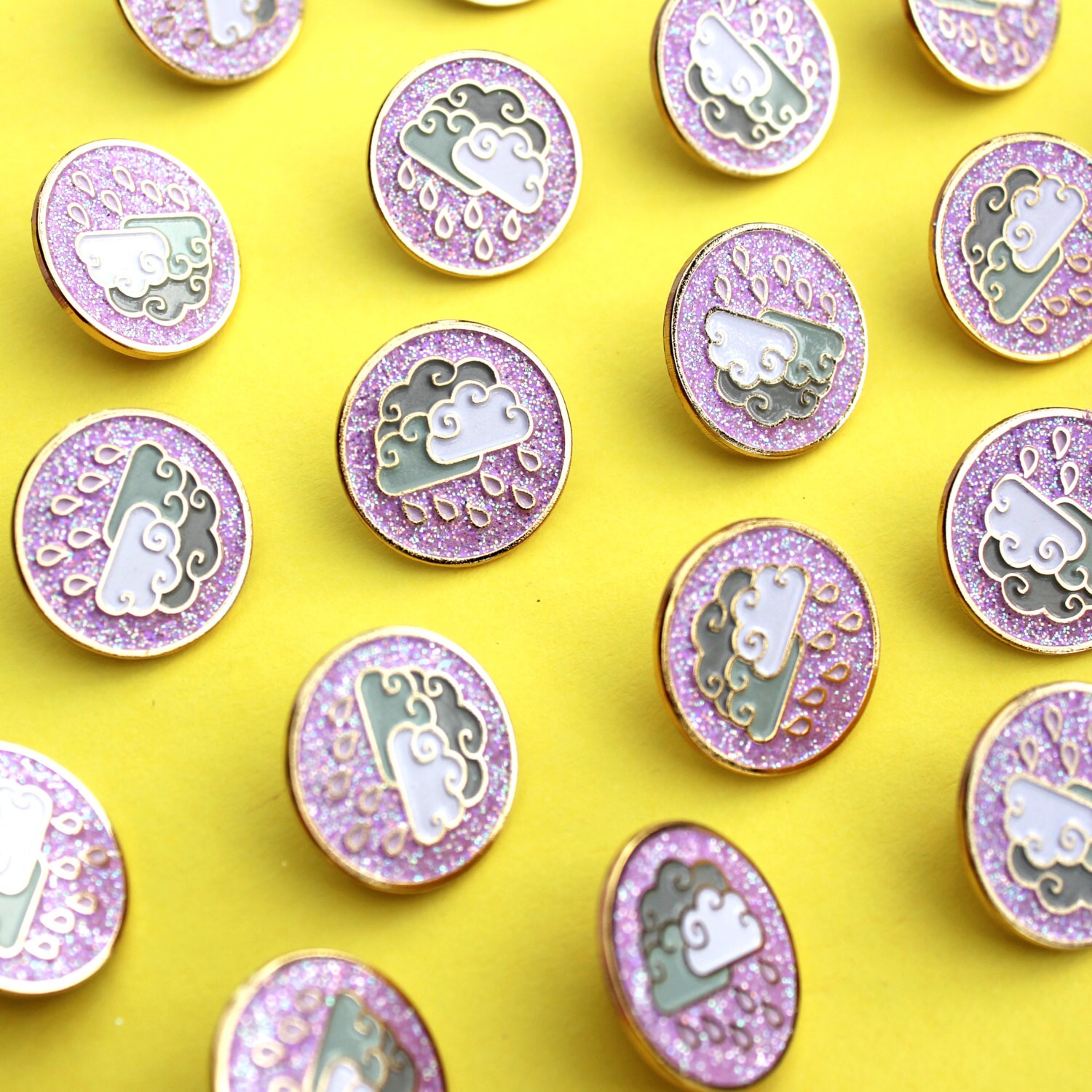 Purple Rain clouds glitter enamel pin glitter pin | Etsy