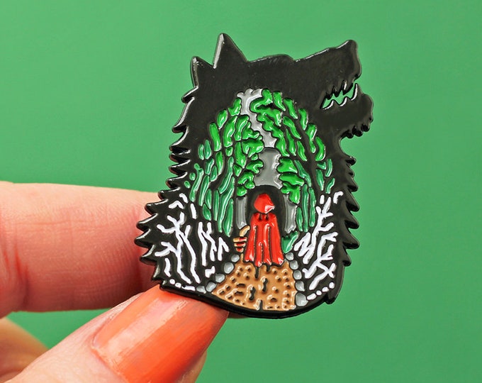 Little Red Riding Hood, Enamel Pin - Folk Tale Pin - Fairytale Inspired ...