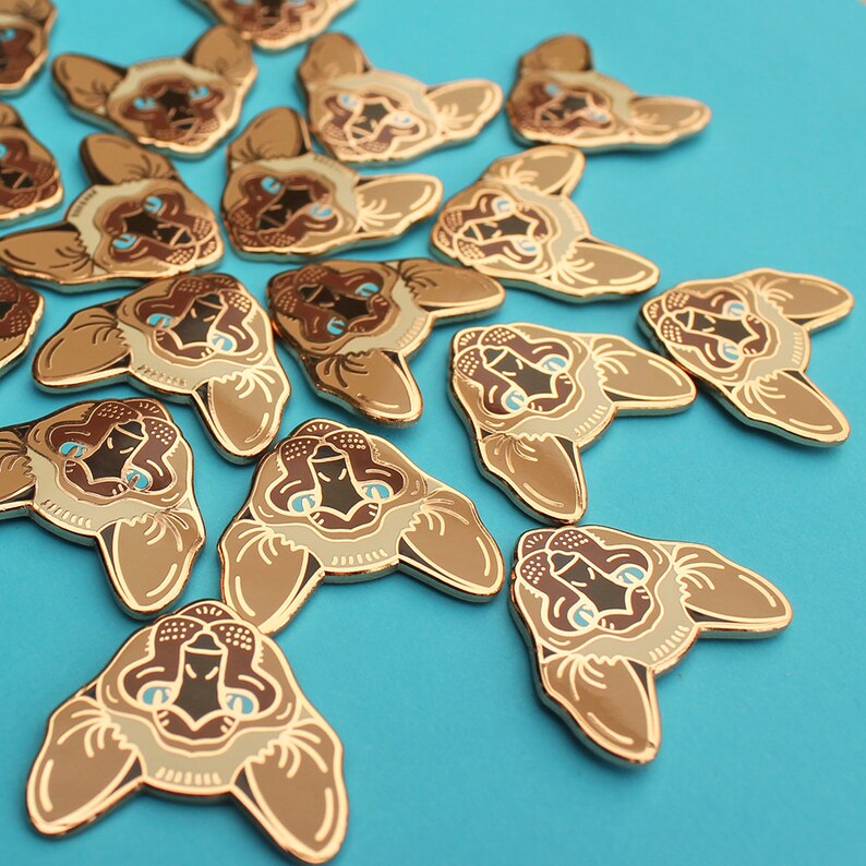 Siamese cat hard enamel pin rose gold plating cat breed | Etsy