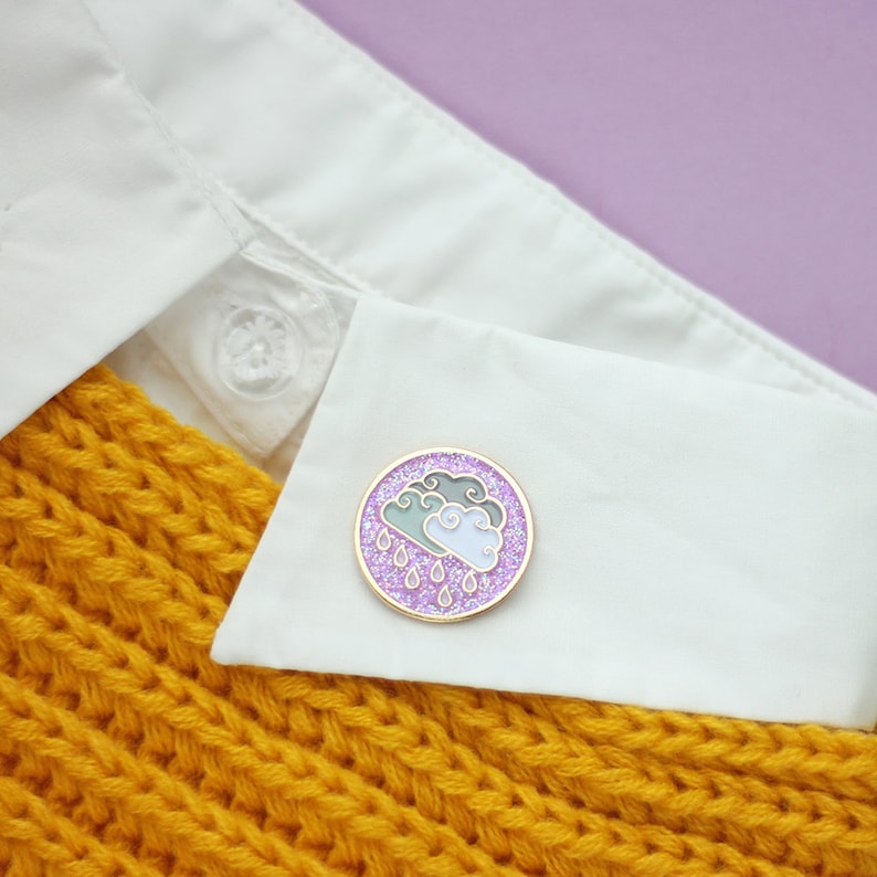 Purple Rain Clouds Glitter Enamel Pin Glitter Pin | Etsy