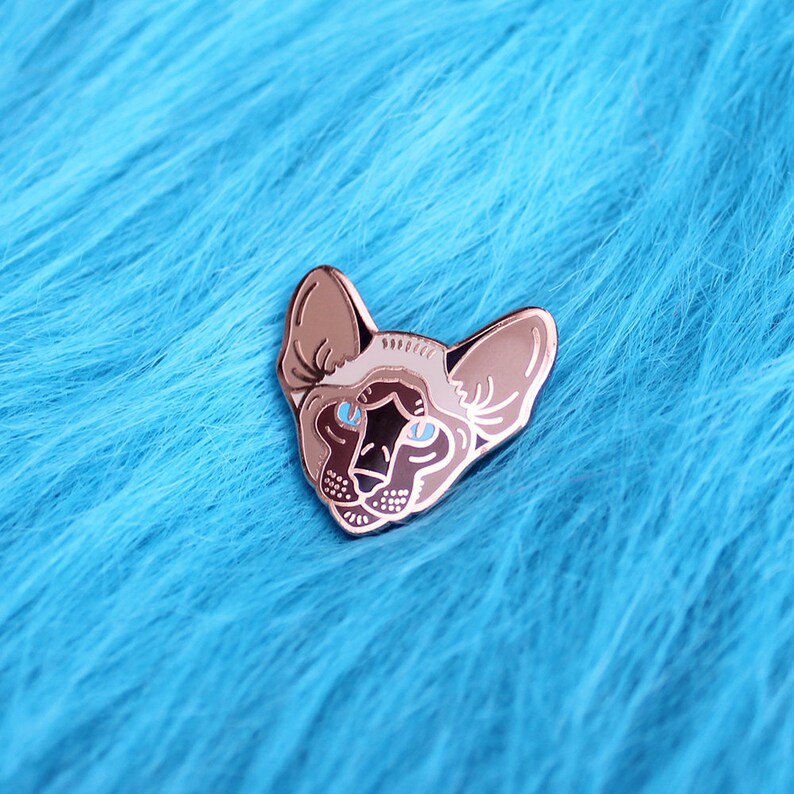 Siamese cat hard enamel pin rose gold plating cat breed | Etsy