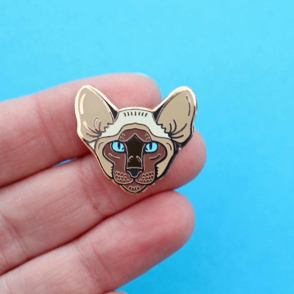 Siamese cat hard enamel pin rose gold plating cat breed | Etsy