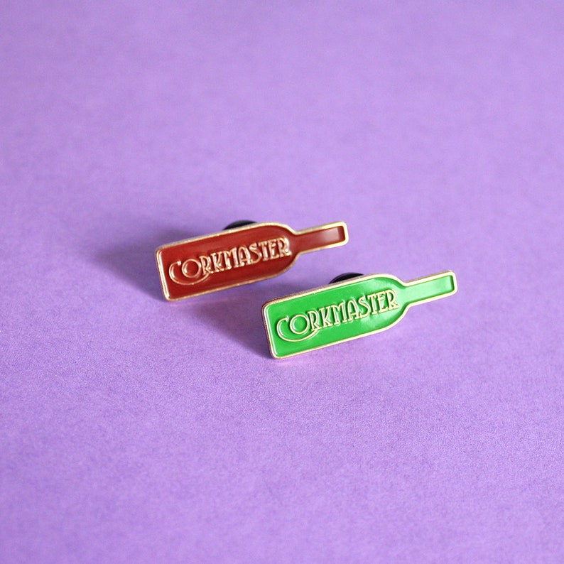 Corkmaster Wine Bottle Enamel Pin Burgundy Or Green Wine Etsy