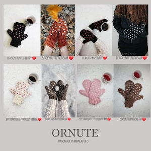Mittens for Women Wool Fair Isle Heart Mittens Hand Knitted Heart ...