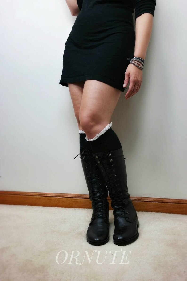 Lace Knee High Socks Womens Boot Socks Etsy