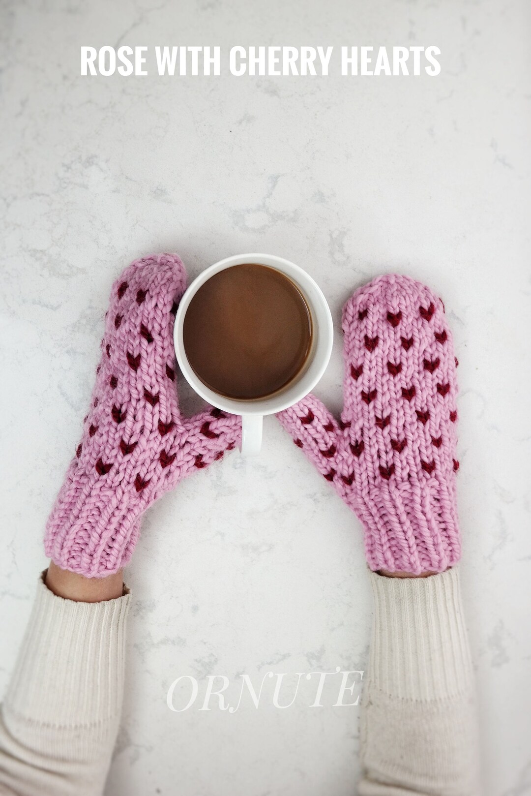 Wool Mittens for Women Fair Isle Mittens With Hearts Hand Knit Mittens ...