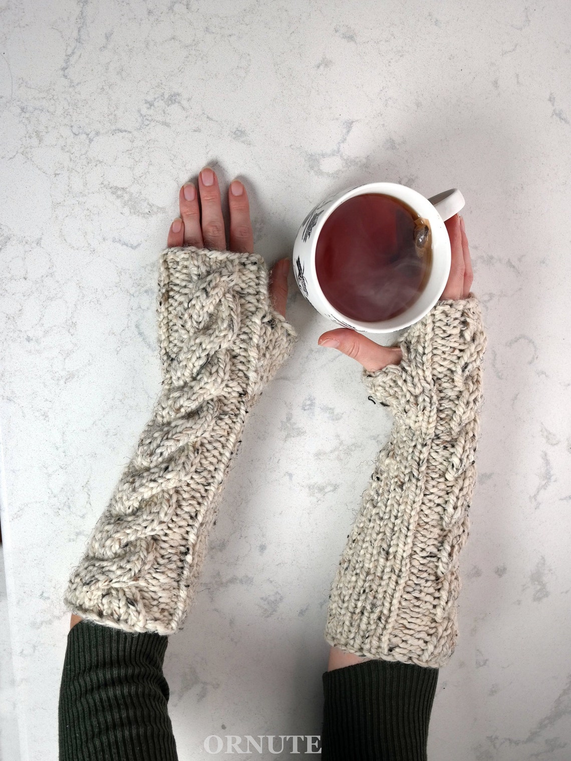 Wool Cable Knit Long Fingerless Gloves Women / the Cameron - Etsy