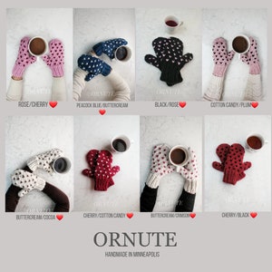 Mittens for Women Wool Fair Isle Heart Mittens Hand Knitted Heart ...