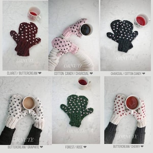 Mittens for Women Wool Fair Isle Heart Mittens Hand Knitted Heart ...