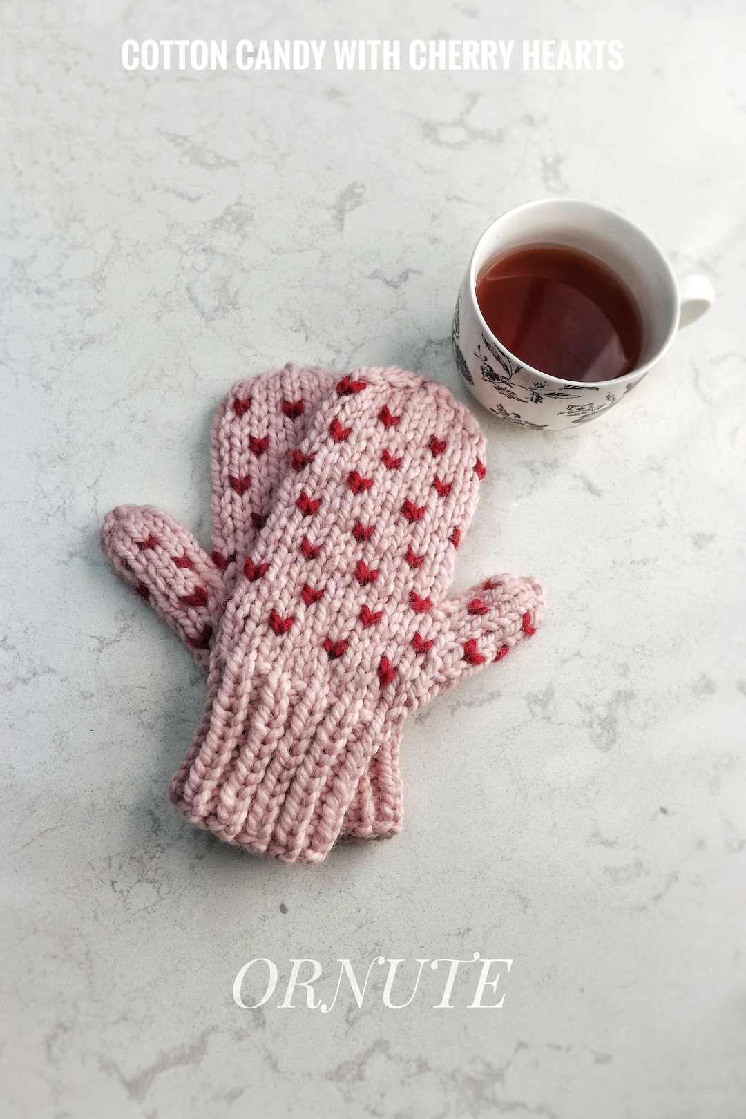 Womens Fair Isle Wool Mittens With Hearts Hand Knitted Mittens for ...