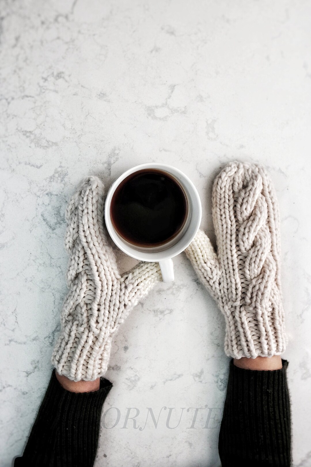 Hand Knitted Wool Cable Knit Mittens for Women Warm Winter Clothing ...