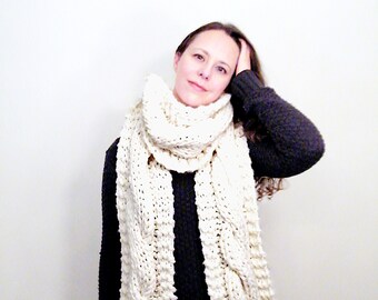 Cable Knitted Scarf | Etsy