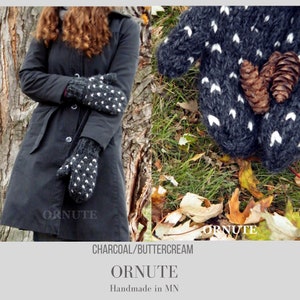 Mittens for Women Wool Fair Isle Heart Mittens Hand Knitted Heart ...