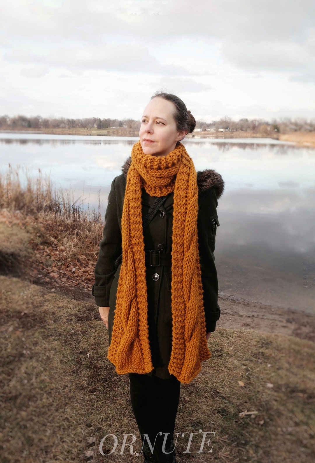 NEW Hand Knit Wool Cable Knit Scarf Women Knitted Fringe Scarves Winter ...