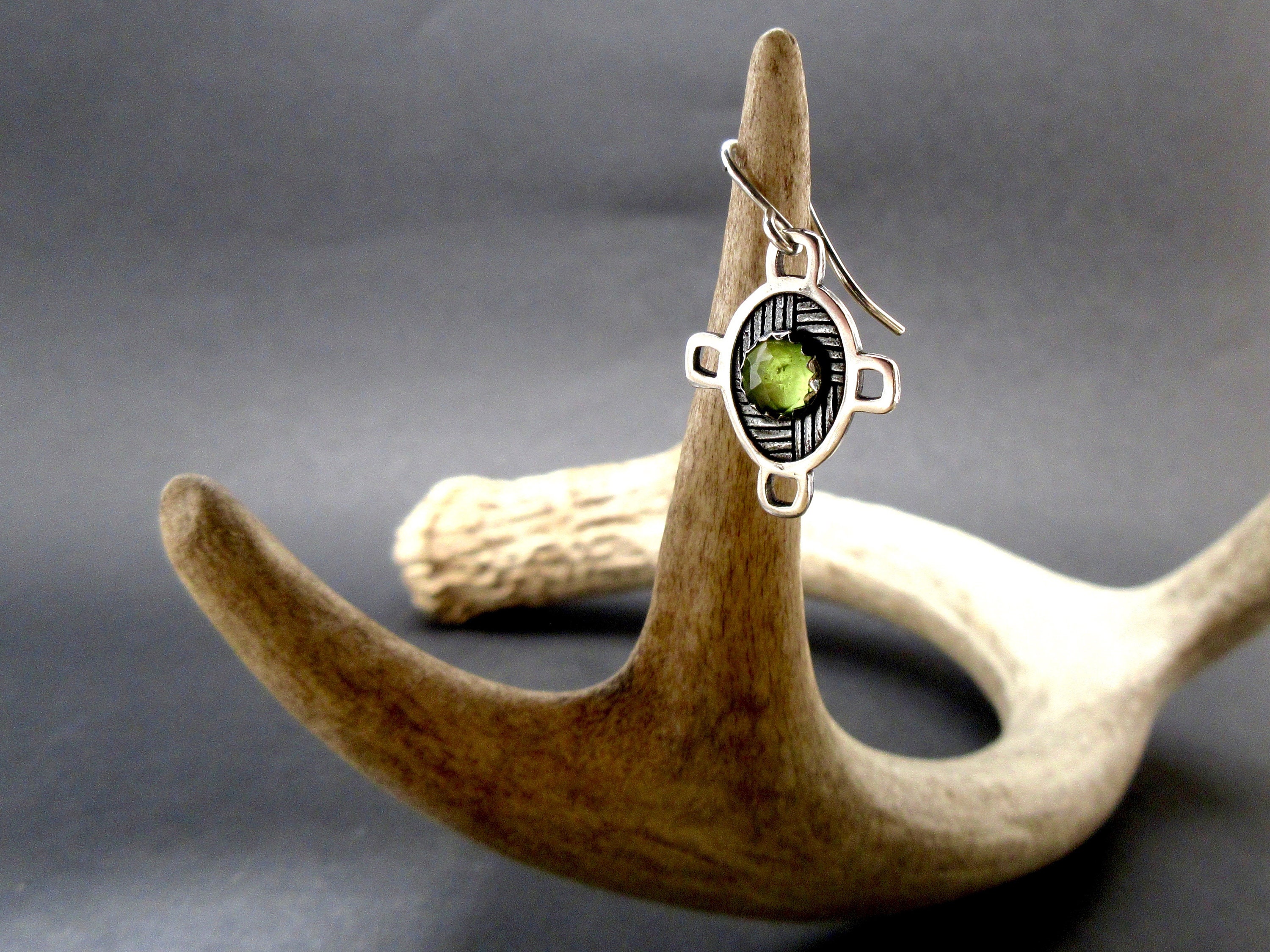 Woven Patterned Sterling Silver and Peridot Earrings Green | Etsy