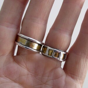Men's Mixed Metal Band Ring Solid Sterling Silver and 24k Gold Rustic ...