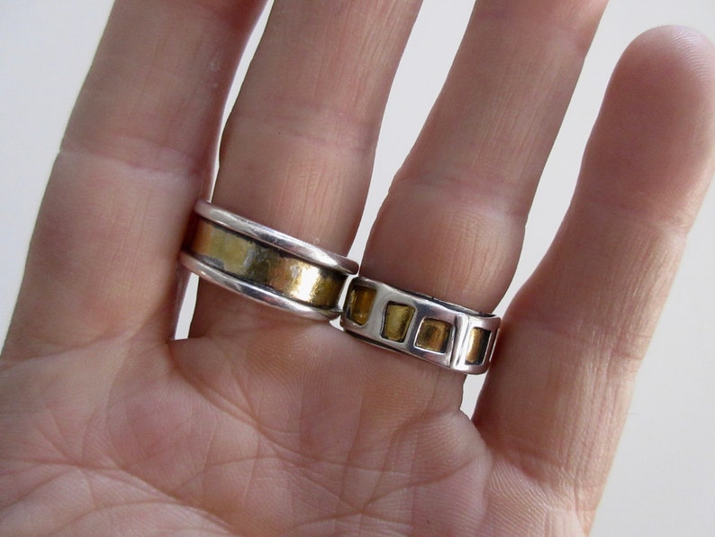 Men's Mixed Metal Band Ring Solid Sterling Silver and - Etsy