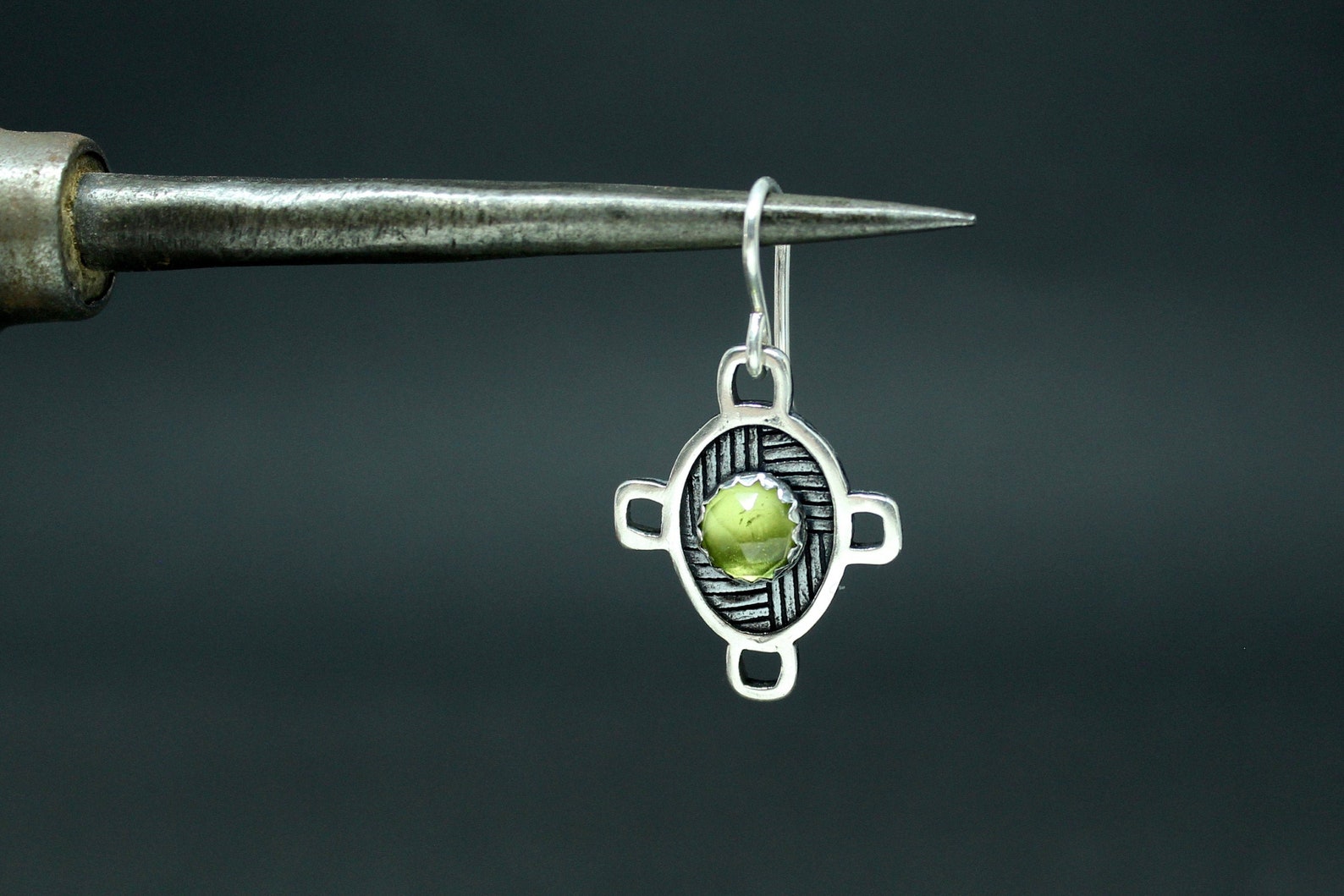Woven Patterned Sterling Silver and Peridot Earrings Green - Etsy