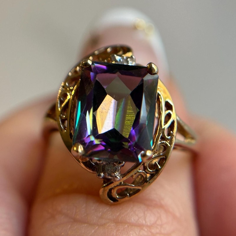 Purple Topaz Emerald Cut - Etsy UK