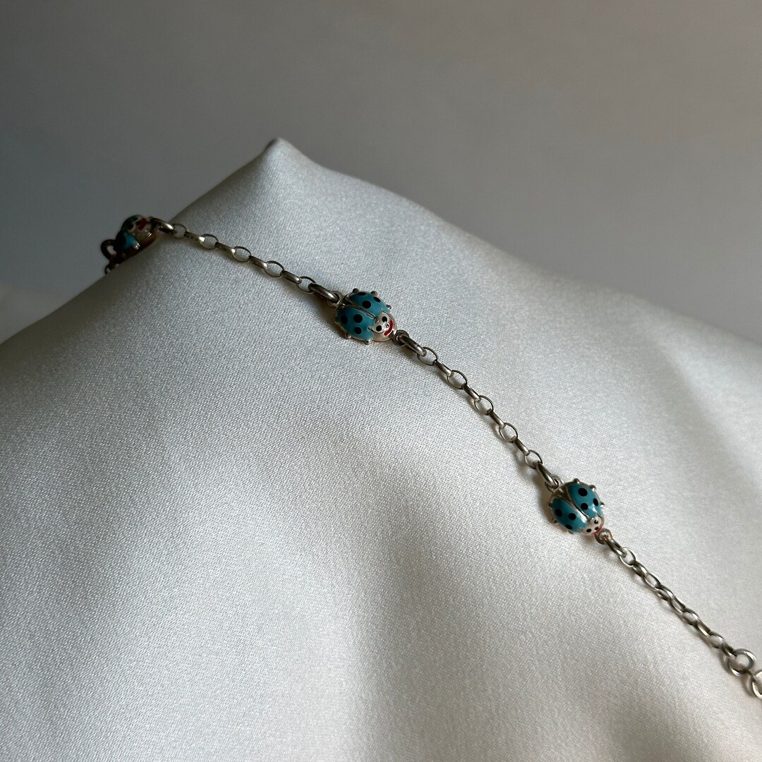 Adorable Hand-painted Blue Lady Bug Bracelet, Insect Bug Station ...