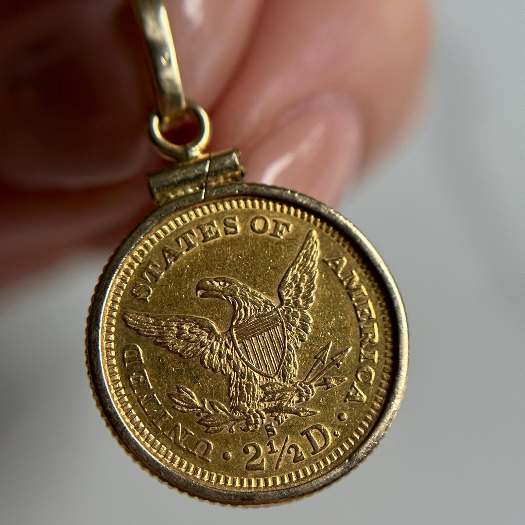 Antique USA Gold Coin Pendant Set in 14KT Bezel 1877-S Liberty Head Quarter Eagle Coin Pendant ...