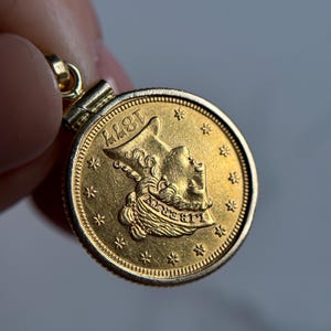 Antique USA Gold Coin Pendant Set in 14KT Bezel 1877-S Liberty Head Quarter Eagle Coin Pendant ...