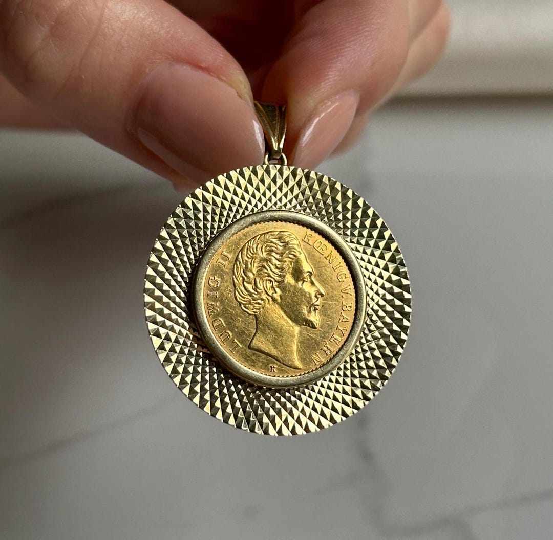 Antique German Coin King Ludwig II Gold Coin 14KT 585 Yellow Gold ...