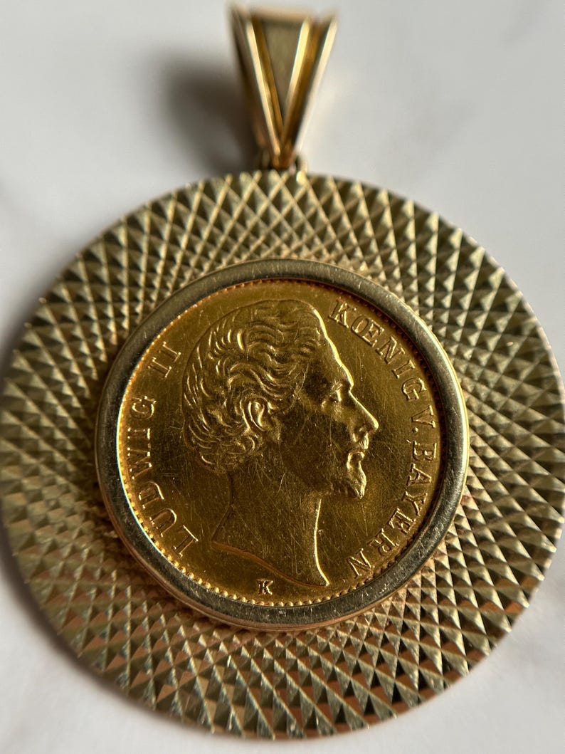 Antique German Coin King Ludwig II Gold Coin 14KT 585 Yellow Gold ...