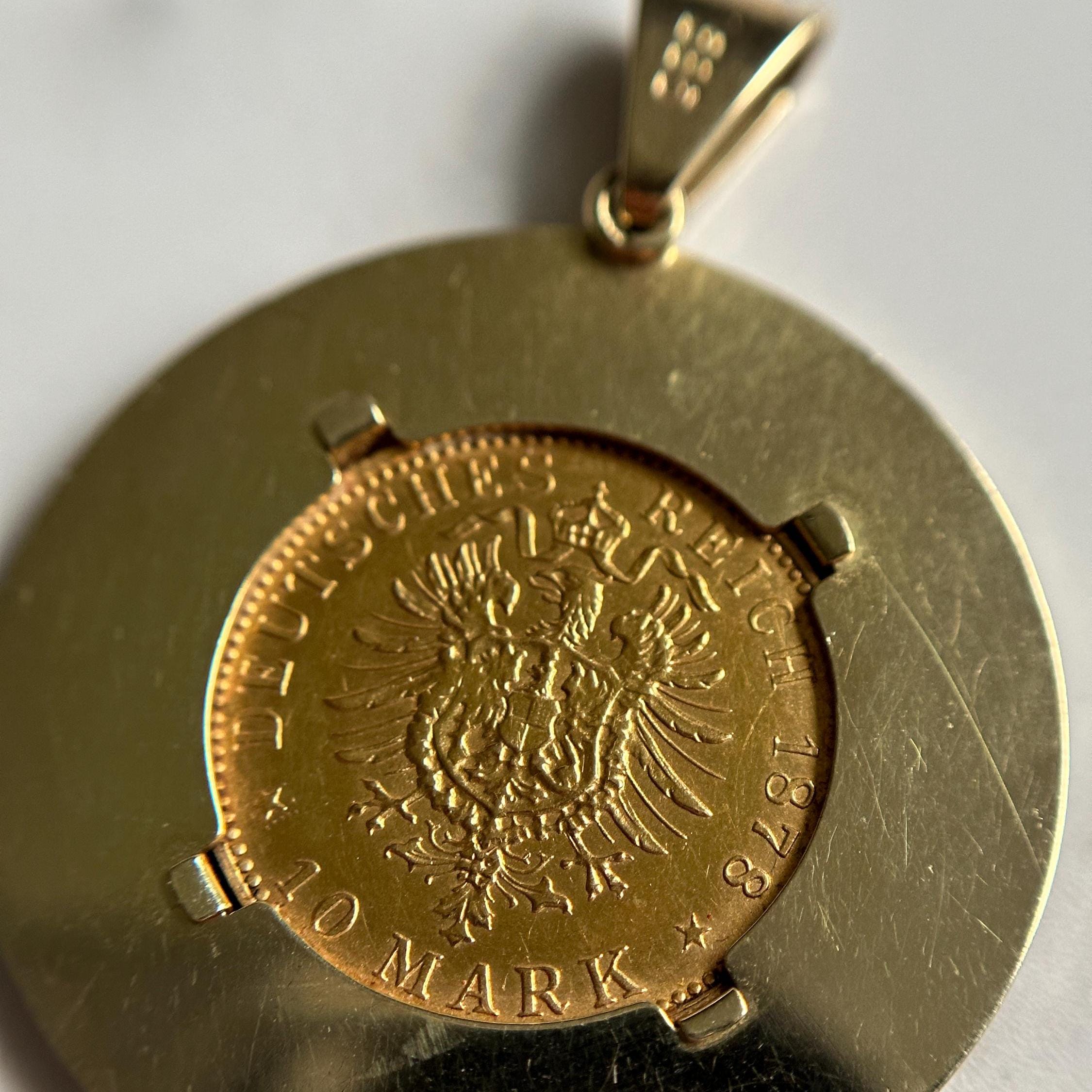 Antique German Coin King Ludwig II Gold Coin 14KT 585 Yellow Gold ...