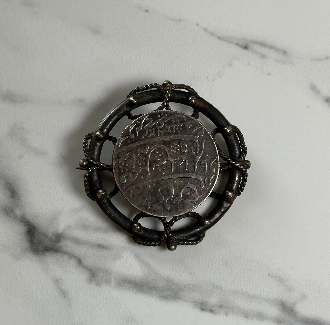 India Rupee Coin 19th Century Bengal Presidency Pin, Silver Rupee Pin ...